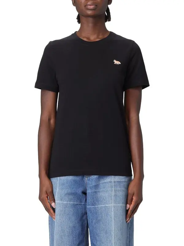 Maison Kitsuné T-shirt With Embroidered Fox Logo - Black