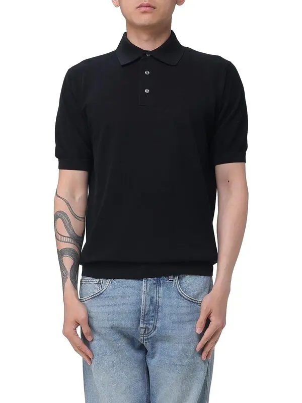LARDINI Cotton Polo Shirt - Black