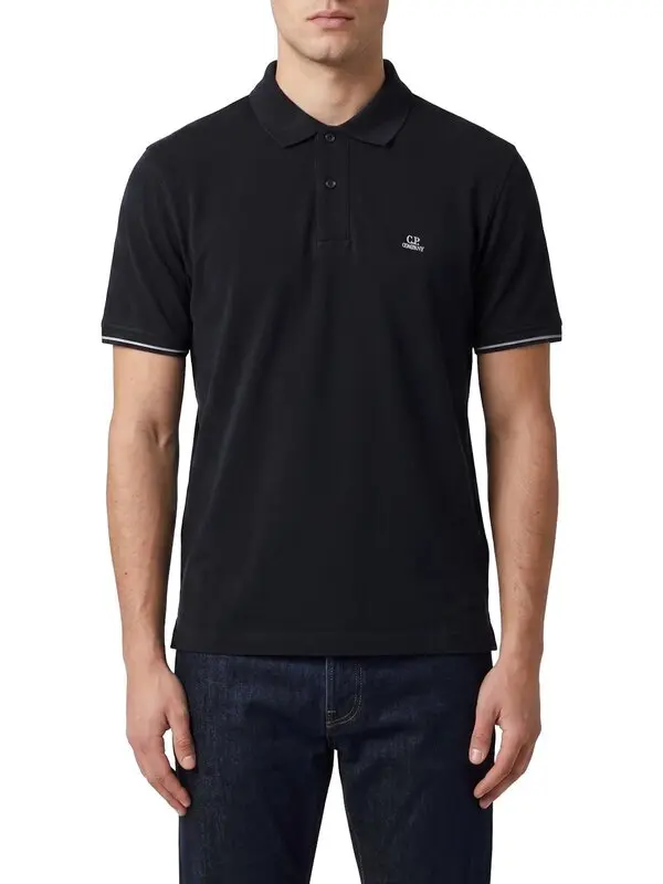 C.P. COMPANY Cotton Polo Shirt With Logo - Black