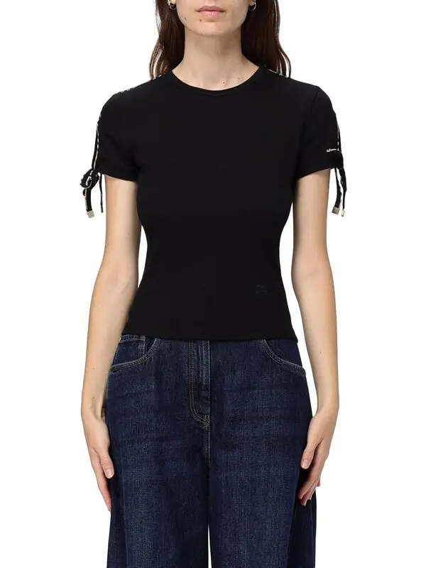 Burberry Slim Fit Cotton T-shirt With Tone-on-tone Ekd Logo - Black