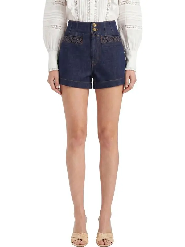 Zimmermann High-waisted Slim-fit Denim Shorts - Blue