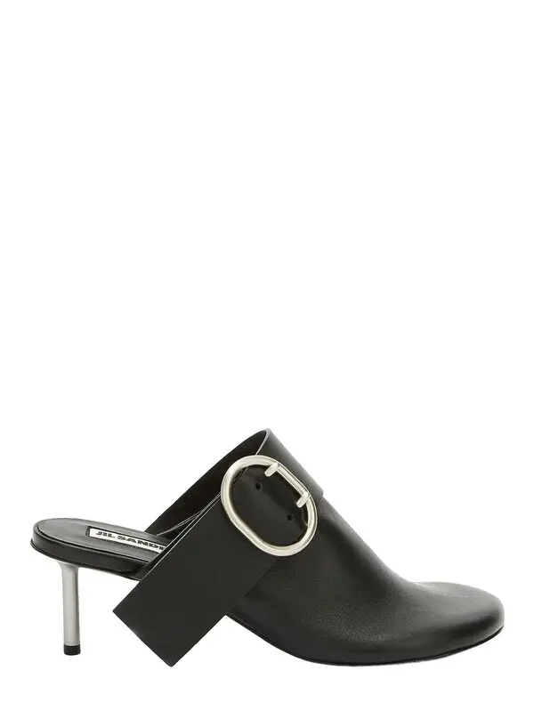 JIL SANDER Buckled Heeled Mules - Black