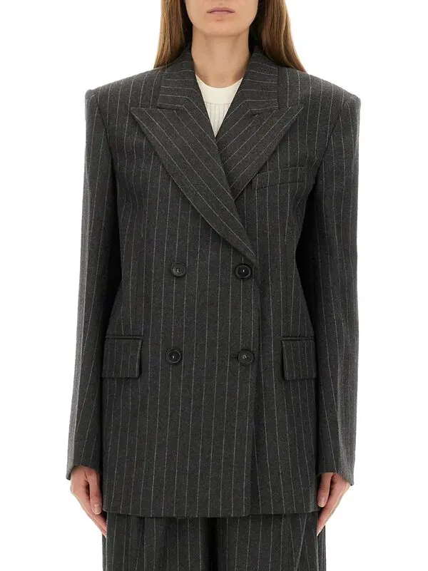 Sportmax Double Breasted Pinstripe Blazer - Charcoal