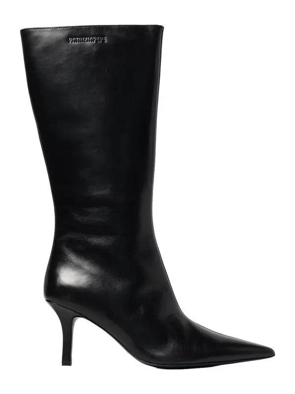 Patrizia Pepe Knee High Zip Up Pointed Toe Stiletto Boots - Black