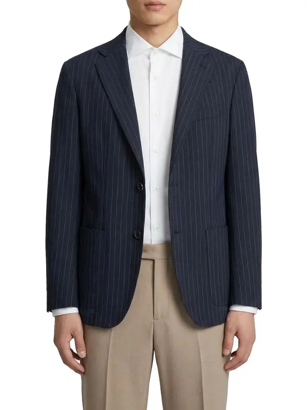 Barena Venezia Pinstripe Virgin Wool Blazer - Blue