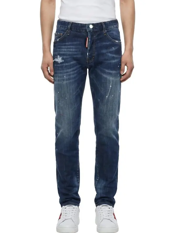 Dsquared2 Teddy Straight-fit Distressed Jeans - Navy
