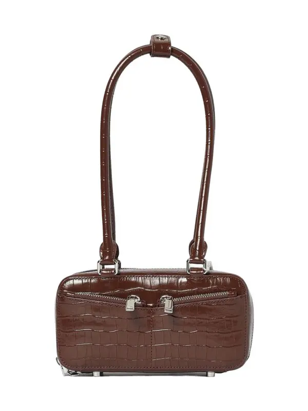 SELF-PORTRAIT Croc Effect Shoulder Bag - Brown