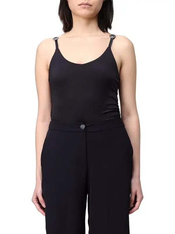Pinko Jersey Bodysuit With V-neck And Snap Button Fastening - Black