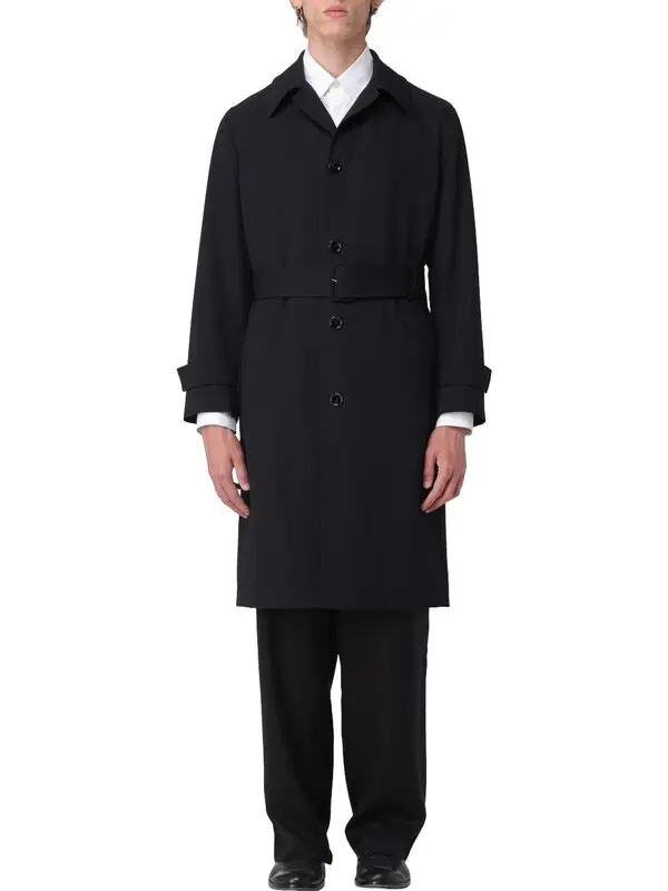 LARDINI Virgin Wool Trench Coat - Black