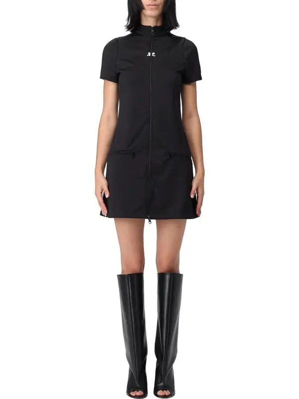 COURREGES Zip-up Mini Dress - Black