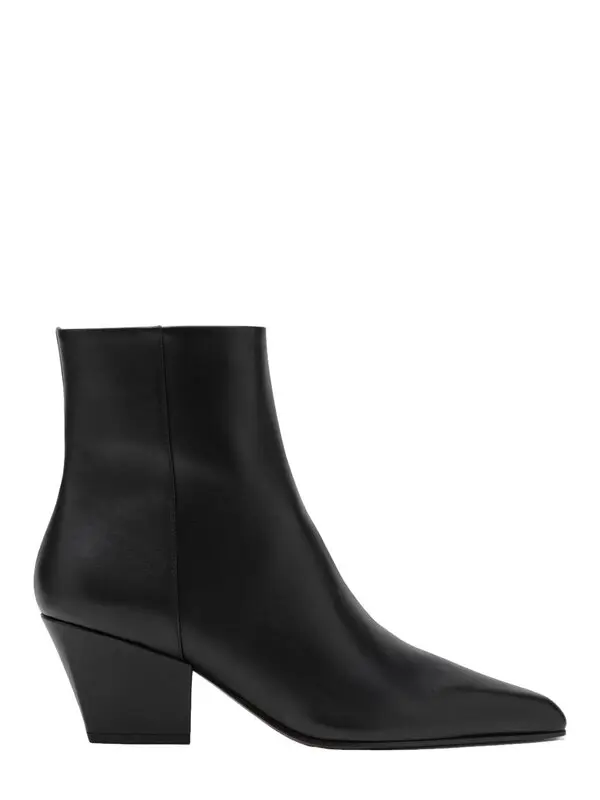 Paris Texas Jane Smooth Leather Cowboy Ankle Boots - Black
