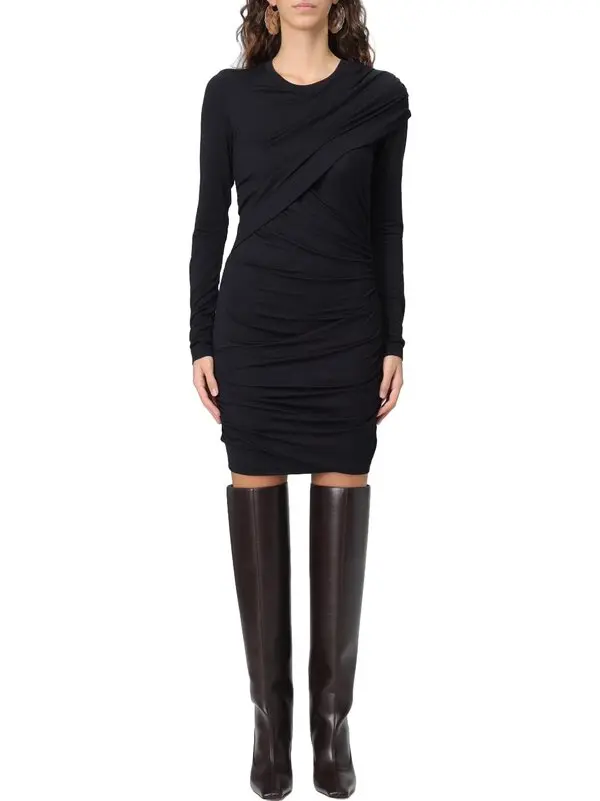 Isabel Marant Étoile Long Sleeve Ruched Midi Dress - Black