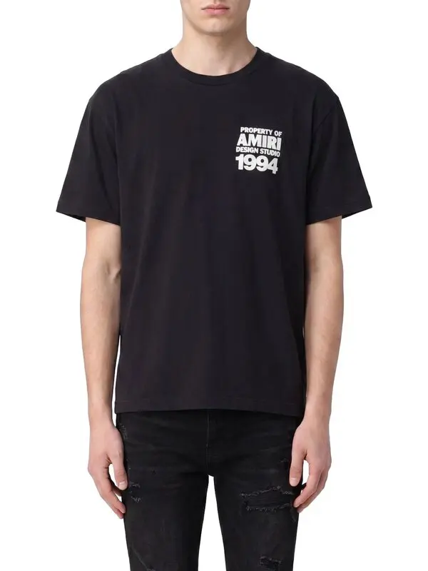 Amiri Contrasting Logo Cotton T-shirt With Dropped Shoulders - Grey