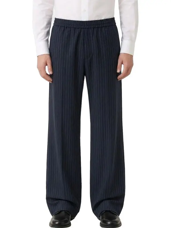 Barena Venezia Wide-leg Virgin Wool Stretch Pinstripe Trousers - Blue