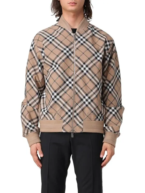 Burberry Checked Bomber Jacket - Beige