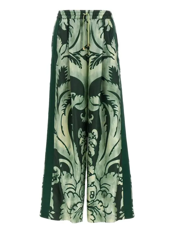 F.R.S FOR RESTLESS SLEEPERS Printed Wide Leg Trousers - Green