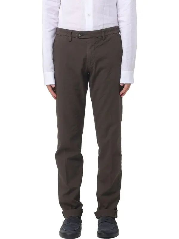 MASON'S Cotton And Linen Stretch Chino Trousers - Brown