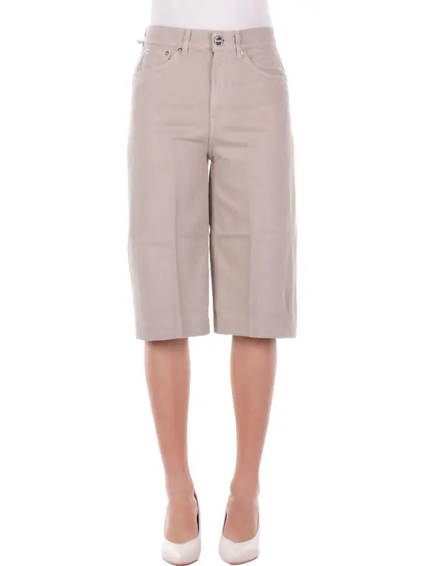 DONDUP Cropped Cotton Trousers - Beige