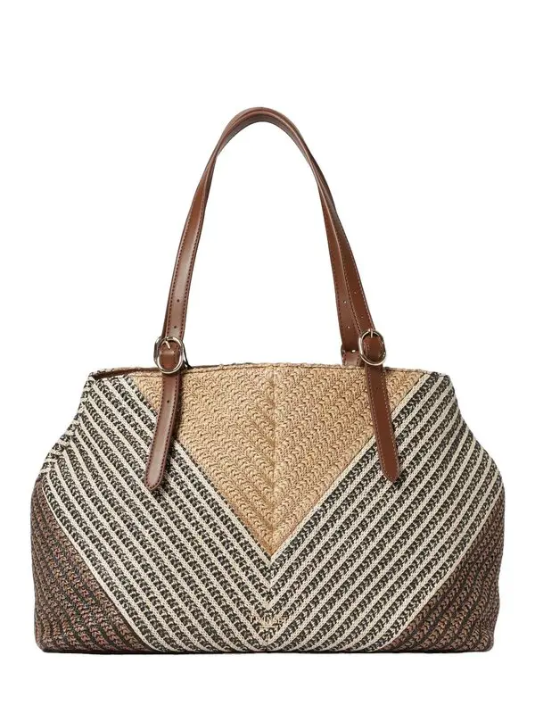 TWINSET Striped Raffia Tote Bag - Multicolor