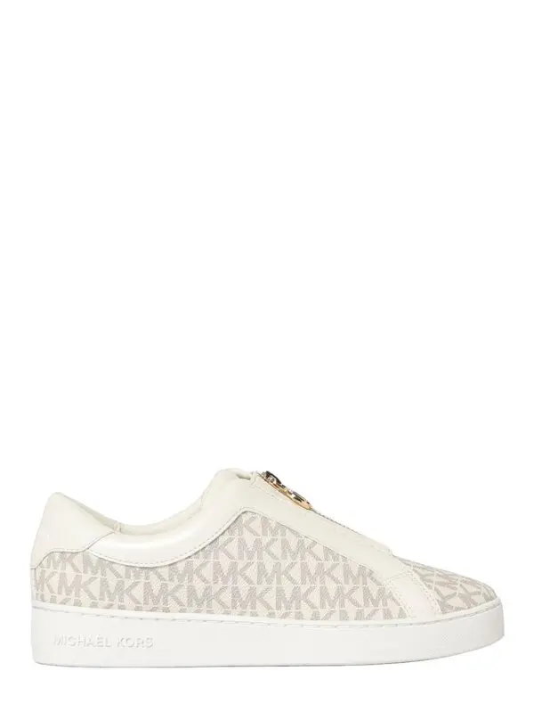 Michael Kors Keaton Monogram Print Coated Cotton Sneakers - Beige