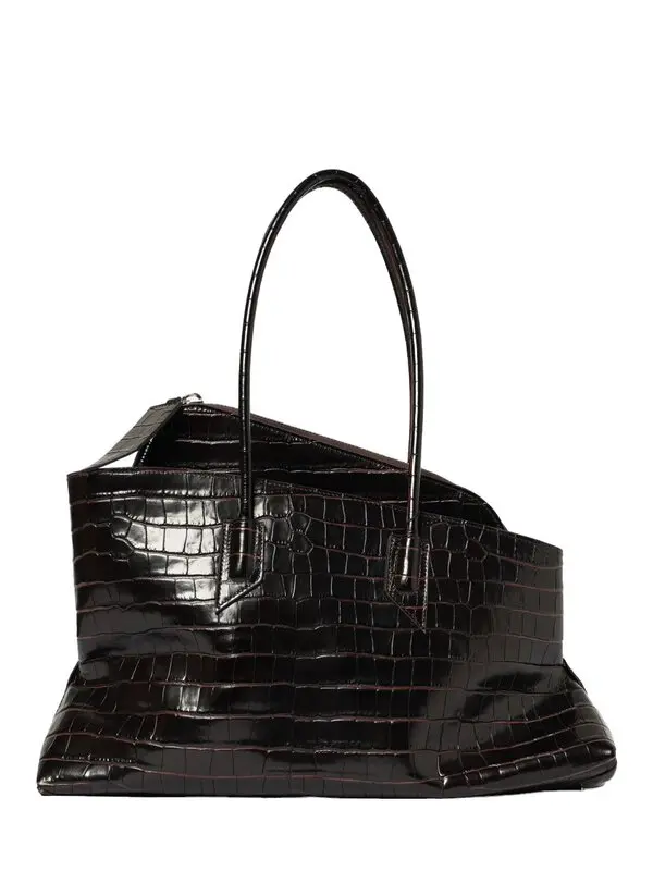 Attico Croc Effect Shoulder Bag - Brown