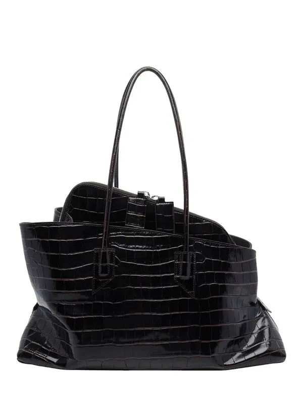 Attico Croc Effect Shoulder Bag - Brown