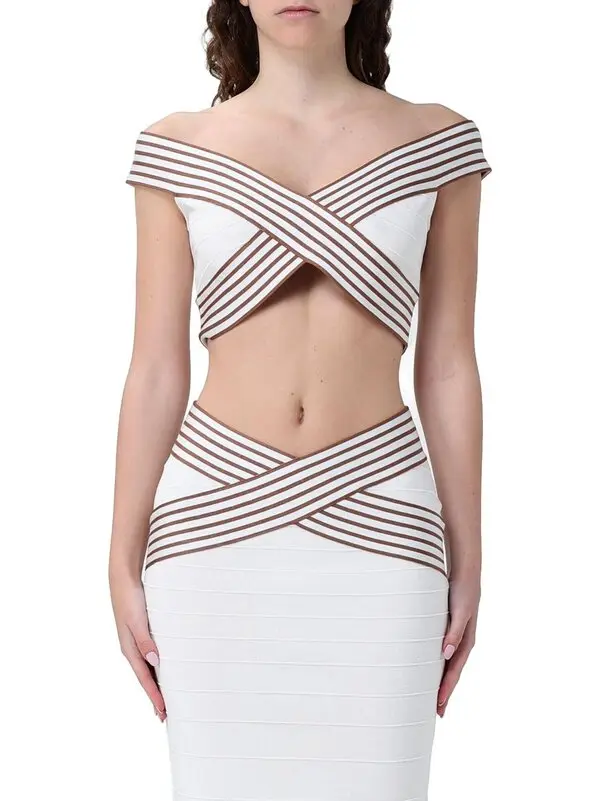 Elisabetta Franchi Cropped Jersey Top - Ivory