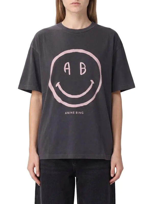 ANINE BING Graphic Print Cotton T-shirt - Grey