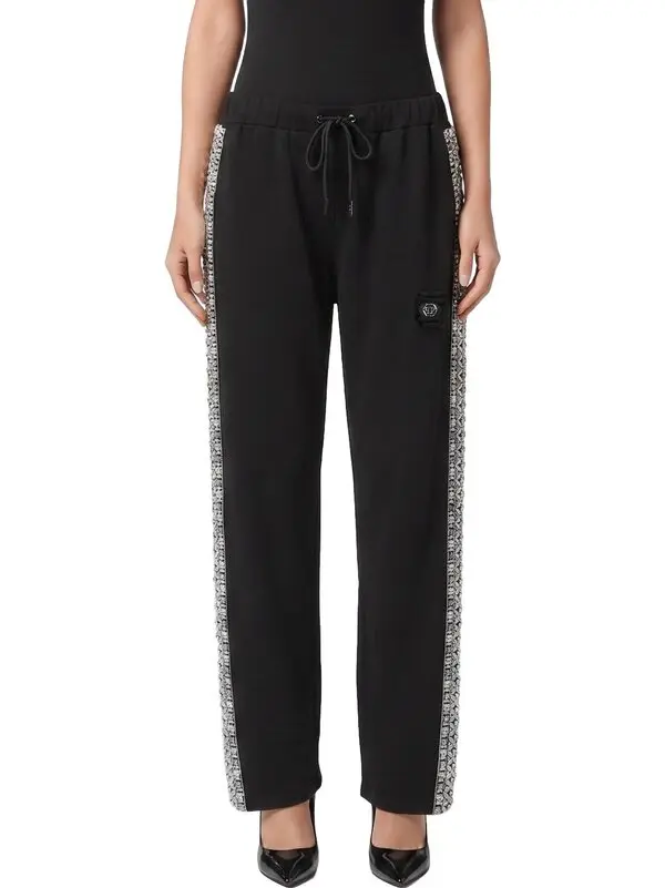 Philipp Plein Jogging Pants With Rhinestone Embellishments - Black