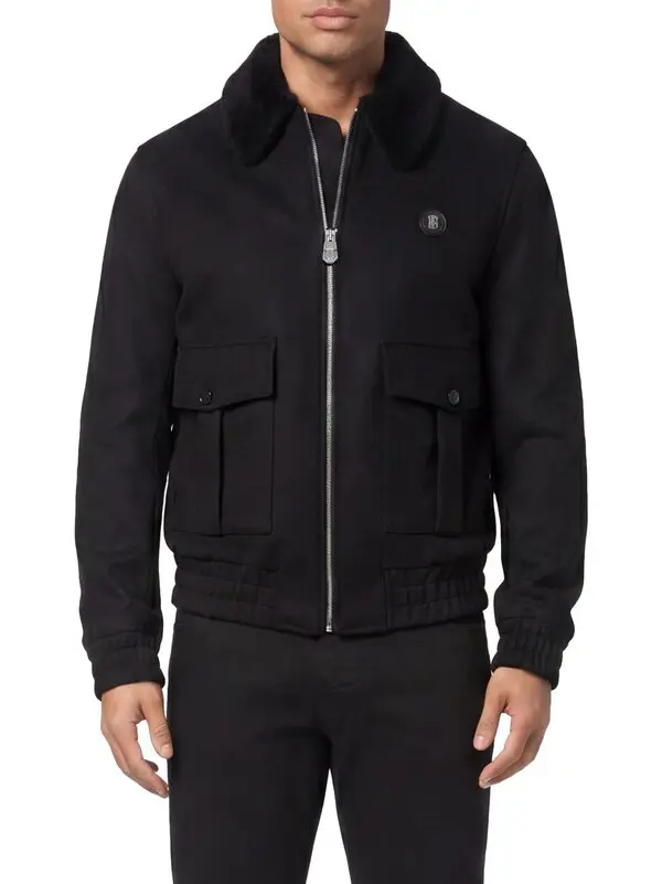 BILLIONAIRE Wool And Shearling Bomber Jacket - Black