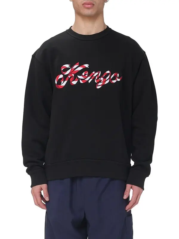 Kenzo Logo Cotton Crew Neck Sweatshirt - Black