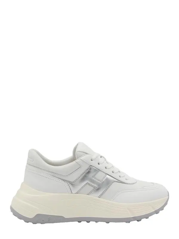 Hogan Hi-fi Smooth And Laminated Nappa Leather Sneakers With Chunky Sole - Silver