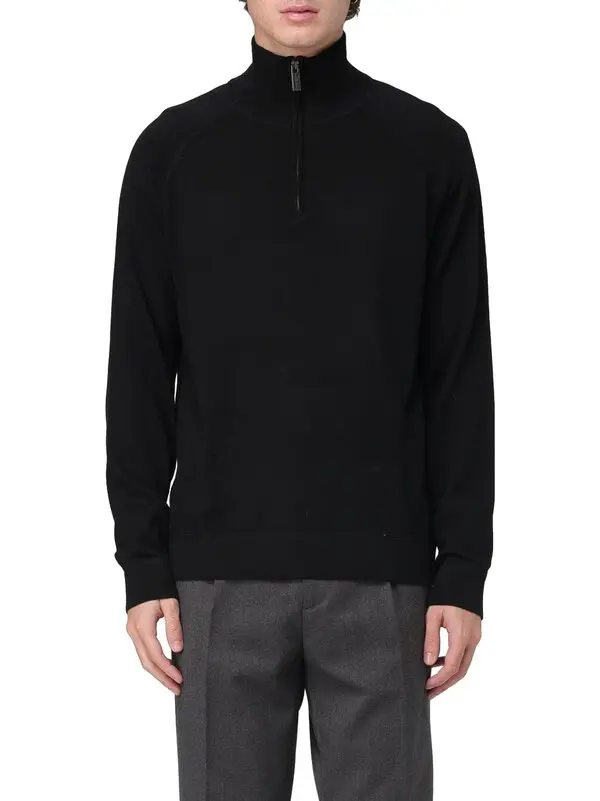 PAOLO PECORA Pullover With Quarter Zip - Black