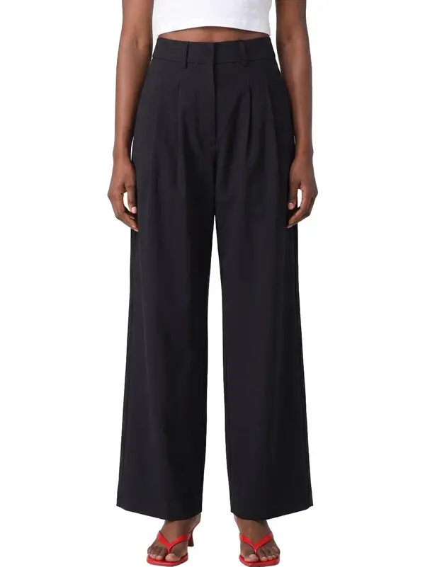 PT TORINO Frankie Cotton Palazzo Trousers - Black