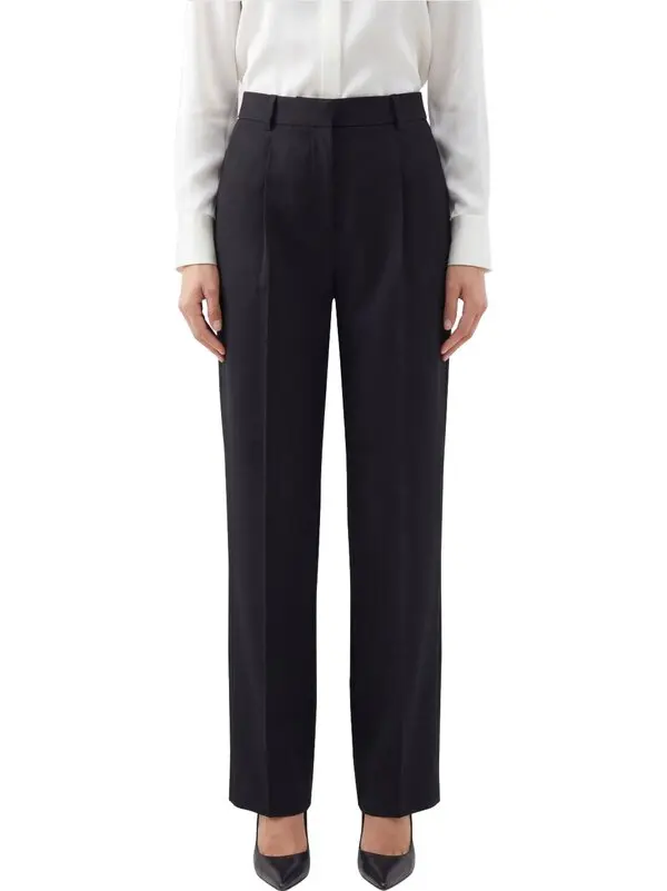 Victoria Beckham Virgin Wool Blend Tailored Trousers - Black
