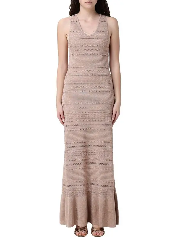 Liu Jo Viscose Blend V-neck Maxi Dress - Pink