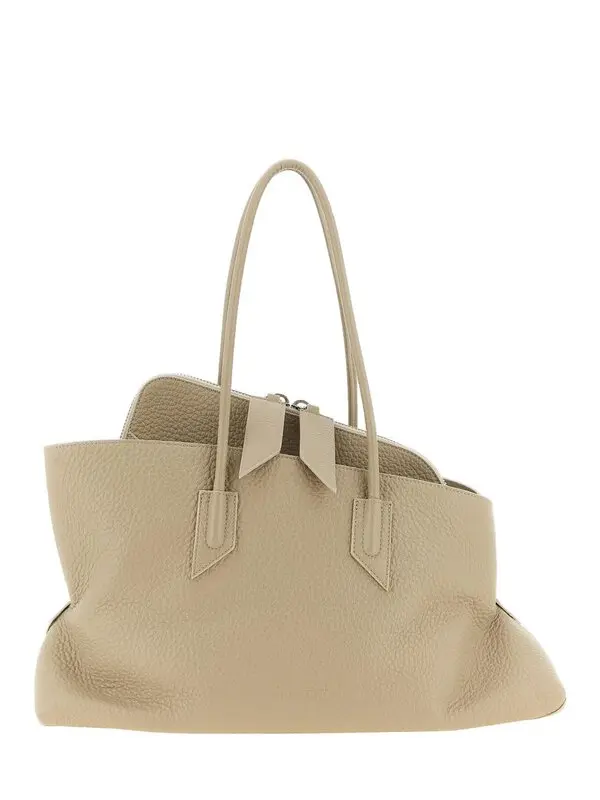 Attico Grainy Leather Top Handle Bag - Beige