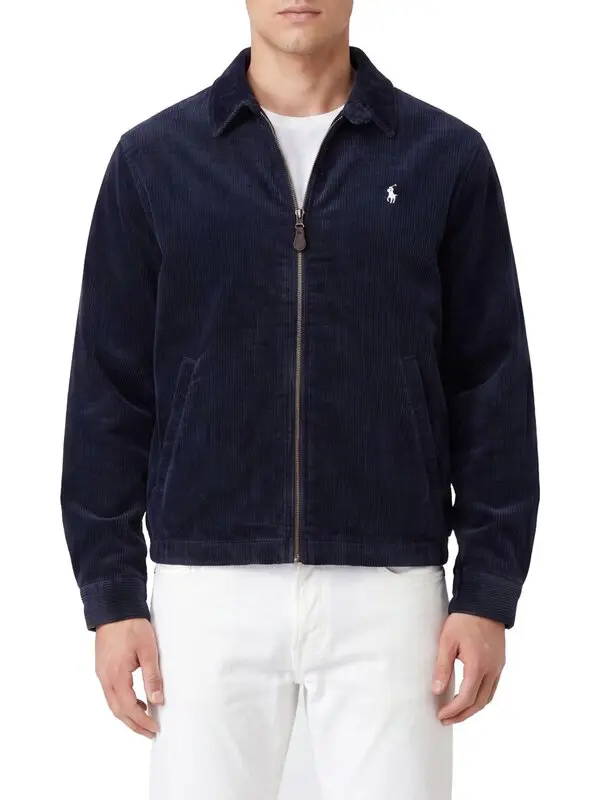 Polo Ralph Lauren Wynton Velvet Shirt Jacket With Embroidered Logo - Blue