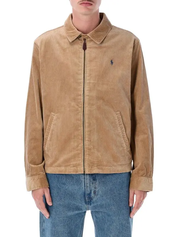 Polo Ralph Lauren Wynton Velvet Shirt Jacket With Embroidered Logo - Camel