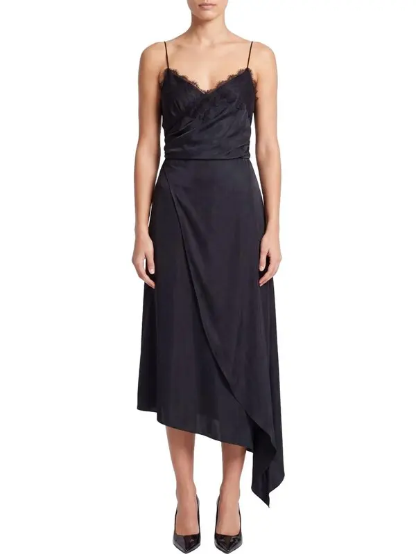 Moschino Silk Blend Midi Slip Dress - Black