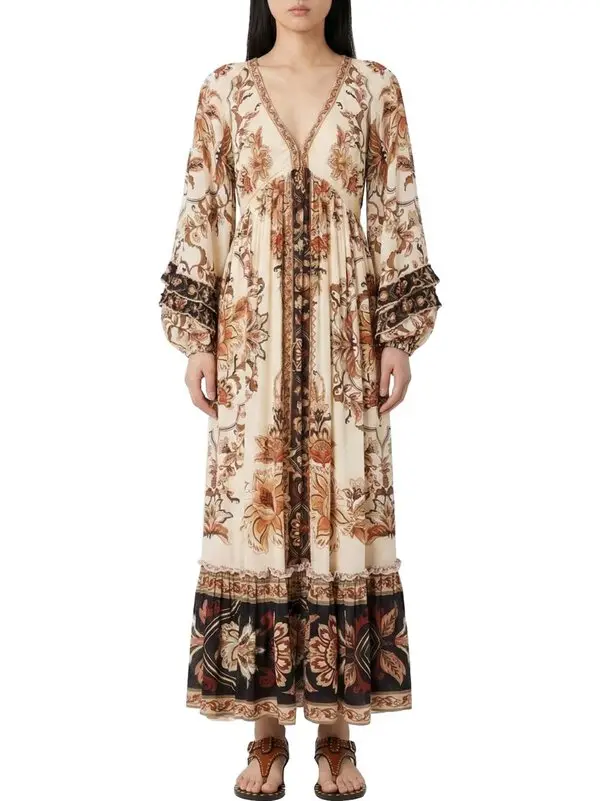 Farm Rio Viscose Floral Maxi Dress - Green
