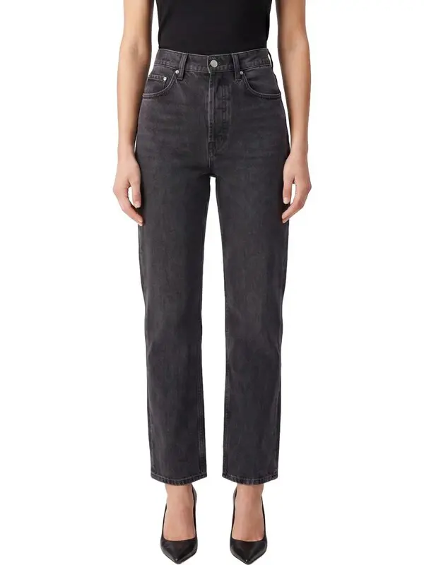 ANINE BING Jane High-waisted Cropped Jeans In Stretch Denim - Grey