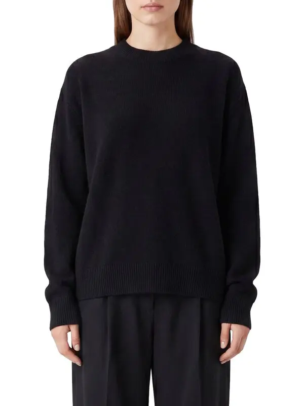 ANINE BING Pure Cashmere Crewneck Sweater With Dropped Shoulders - Grey