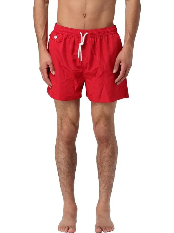 Kiton Polyester Swim Shorts With Elasticated Waist - Red