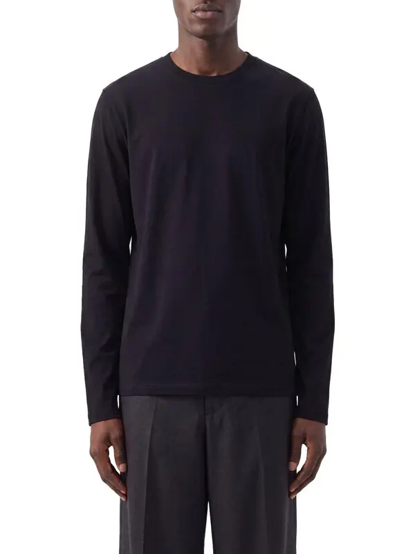 JIL SANDER Long-sleeved Cotton T-shirt With Crew Neck - Black