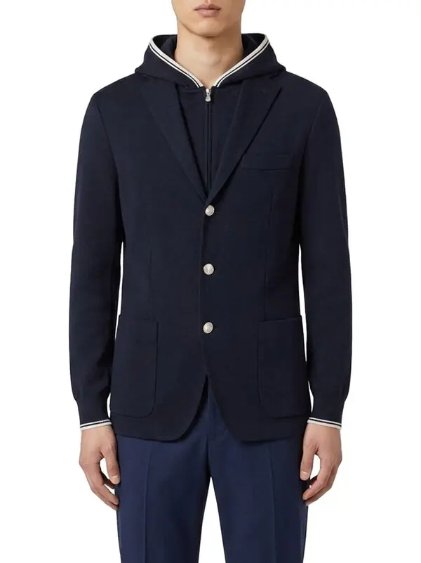 Eleventy Single-breasted Cotton Blazer - Blue