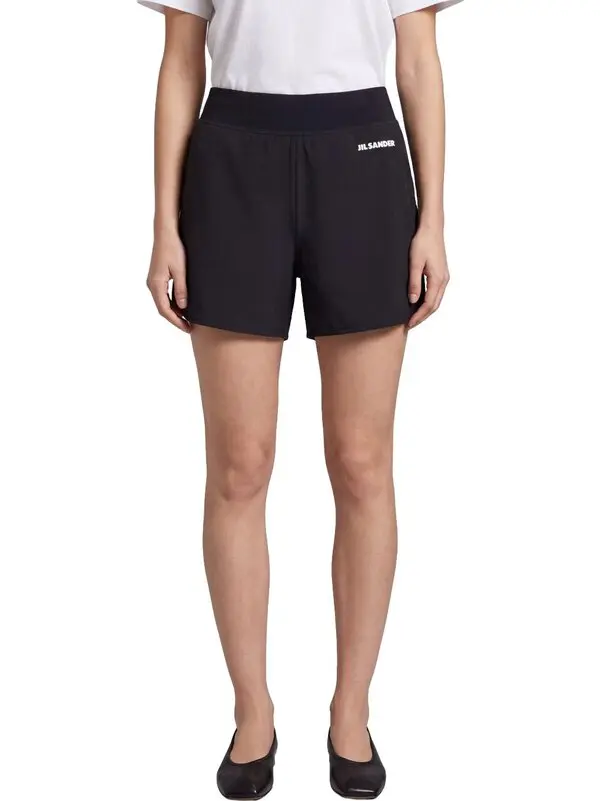 JIL SANDER High-waisted Technical Fabric Jogging Shorts With Contrast Logo - Black