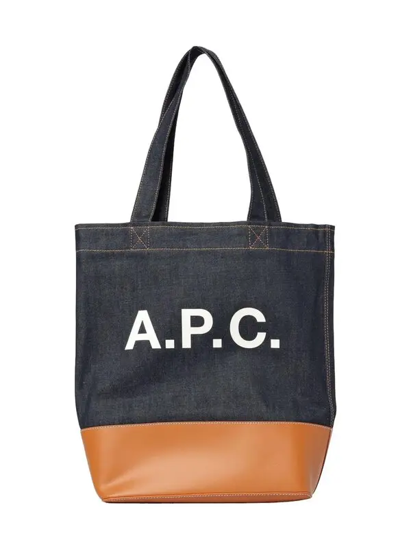 A.p.c. Alex Tote Denim And Leather Shoulder Bag - Brown