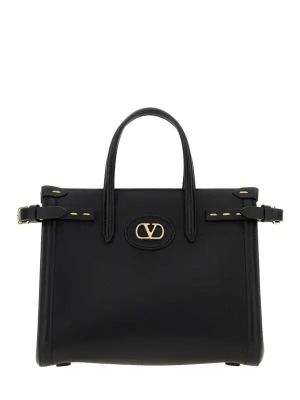 Valentino Garavani Antibes Mini Leather Handbag With Vlogo Signature - Black