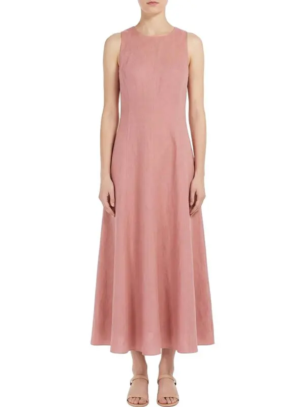 Eleventy Linen Blend A-line Midi Dress - Red